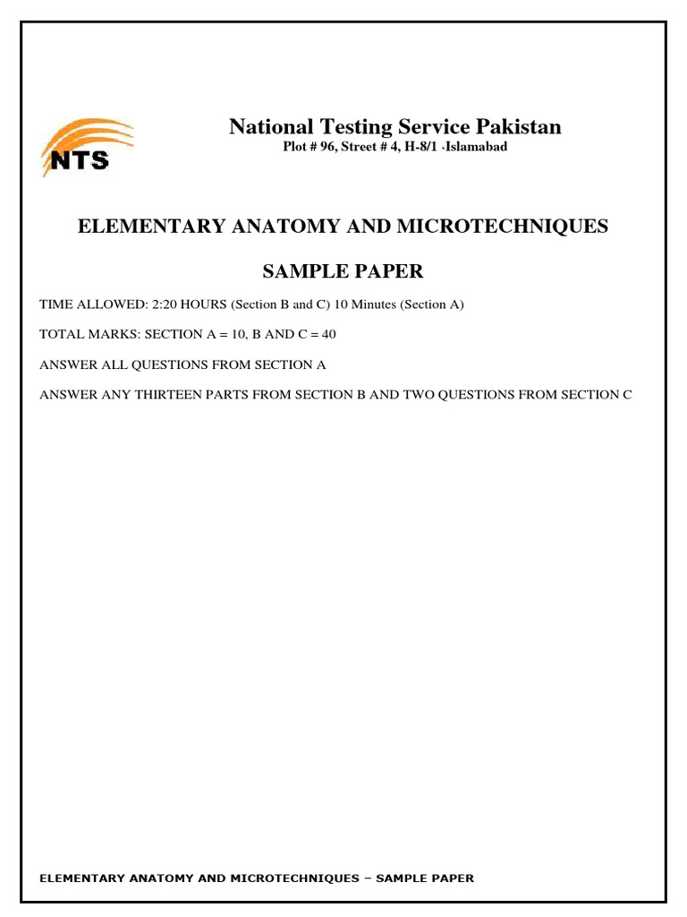 Elementary Anatomy and Microtechniques NTS | PDF | Science ...