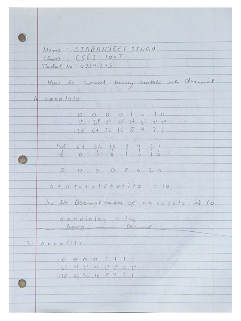 Convert Binary Number Into Decimal | PDF