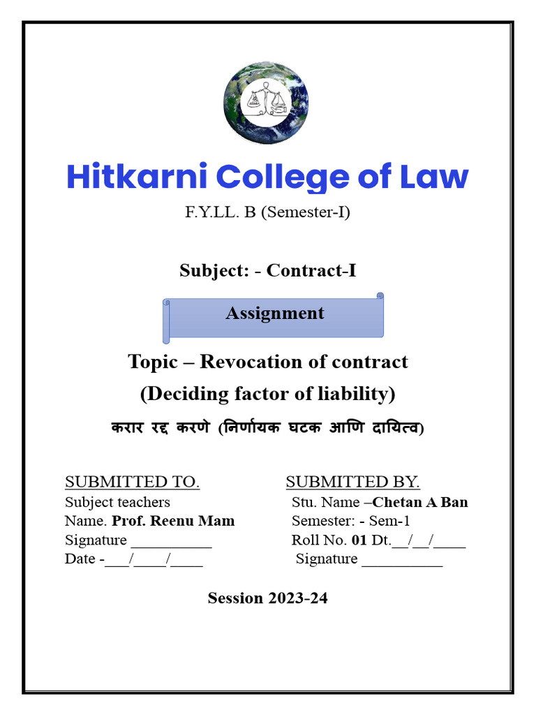 LLB Project Contract - I Revocation | PDF