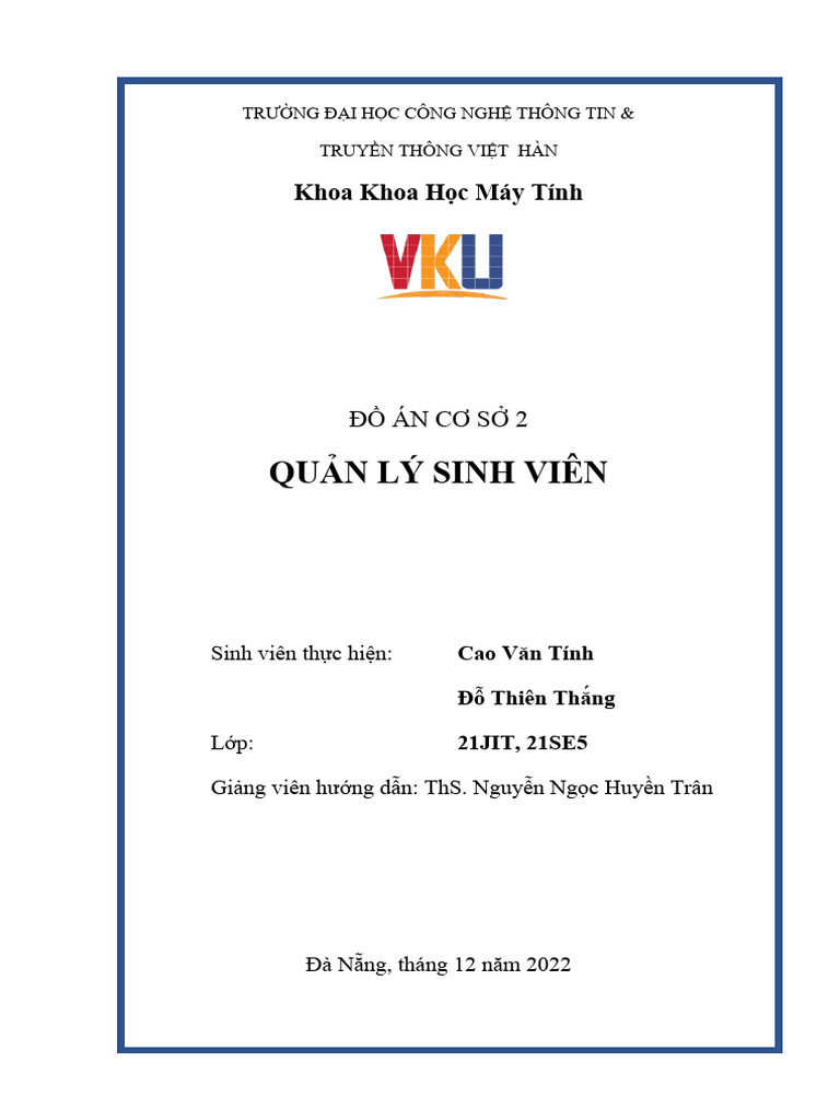 Báo cáo ĐACS2 - Quản lý sinh viên | PDF