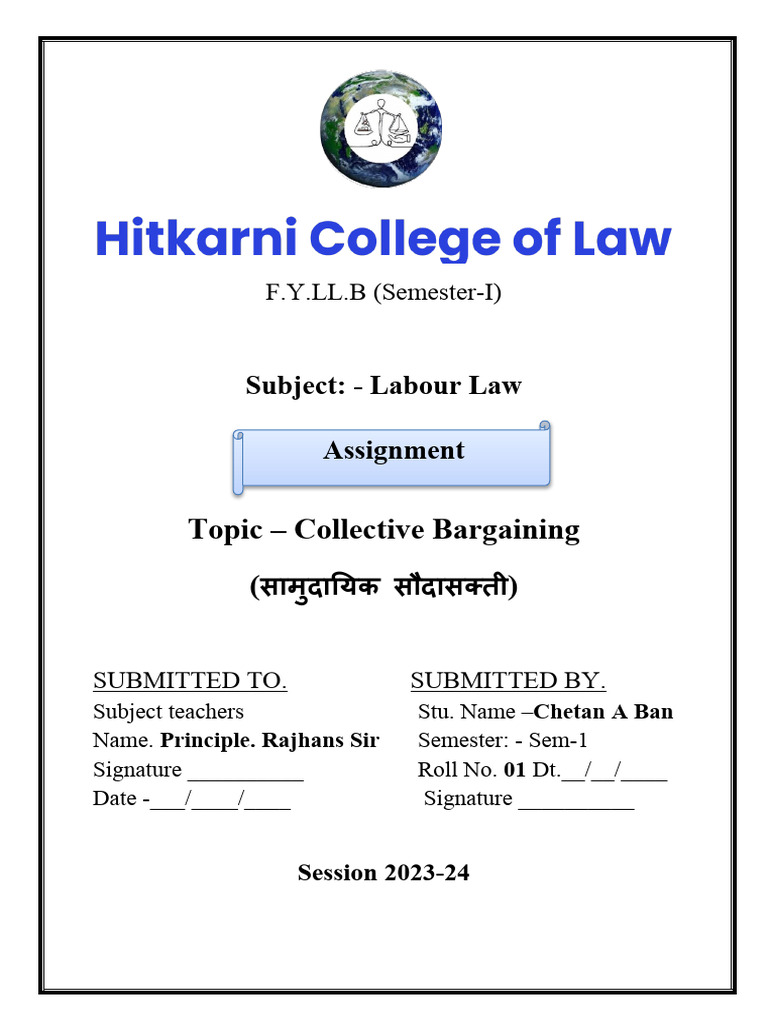 LLB 1st Sem Project Labour LAW | PDF