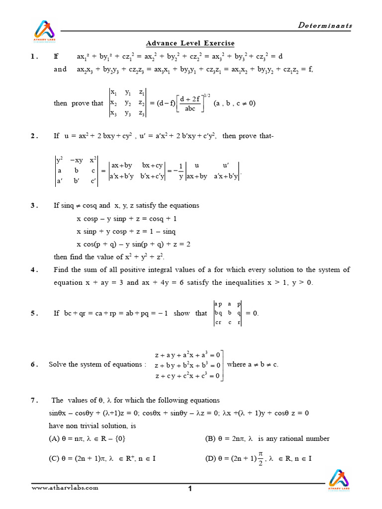 Determinants | PDF | Equations | Mathematics