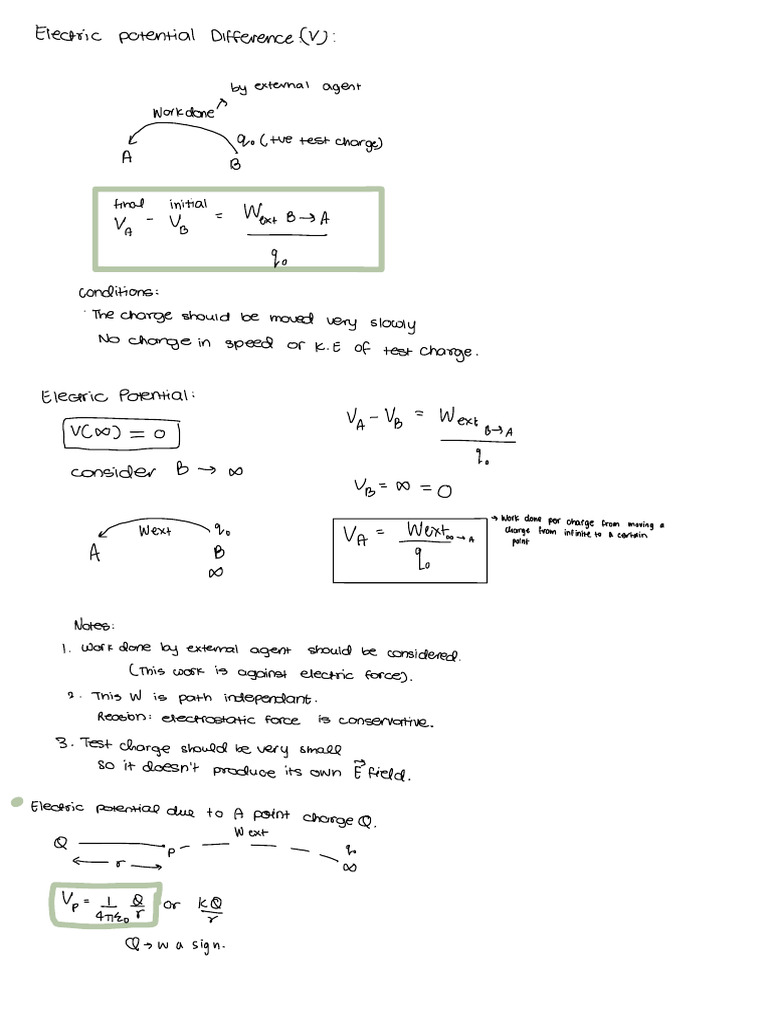 Notes of Electrostatic Potential | PDF