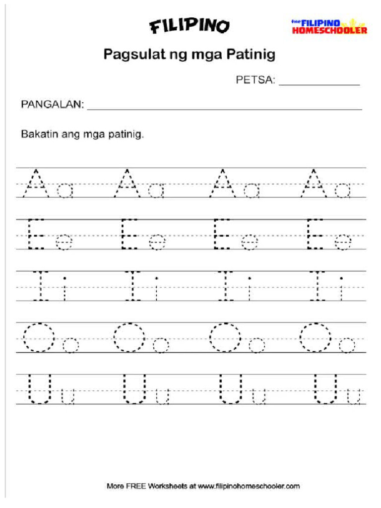 Tracing Patinig | PDF