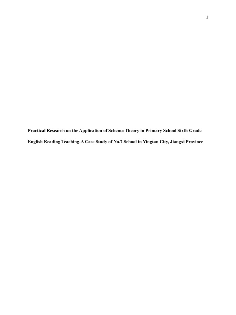 Practical Research On The Application of Schema Theory in Primary ... Practical Research On The Application of Schema Theory in Primary ...