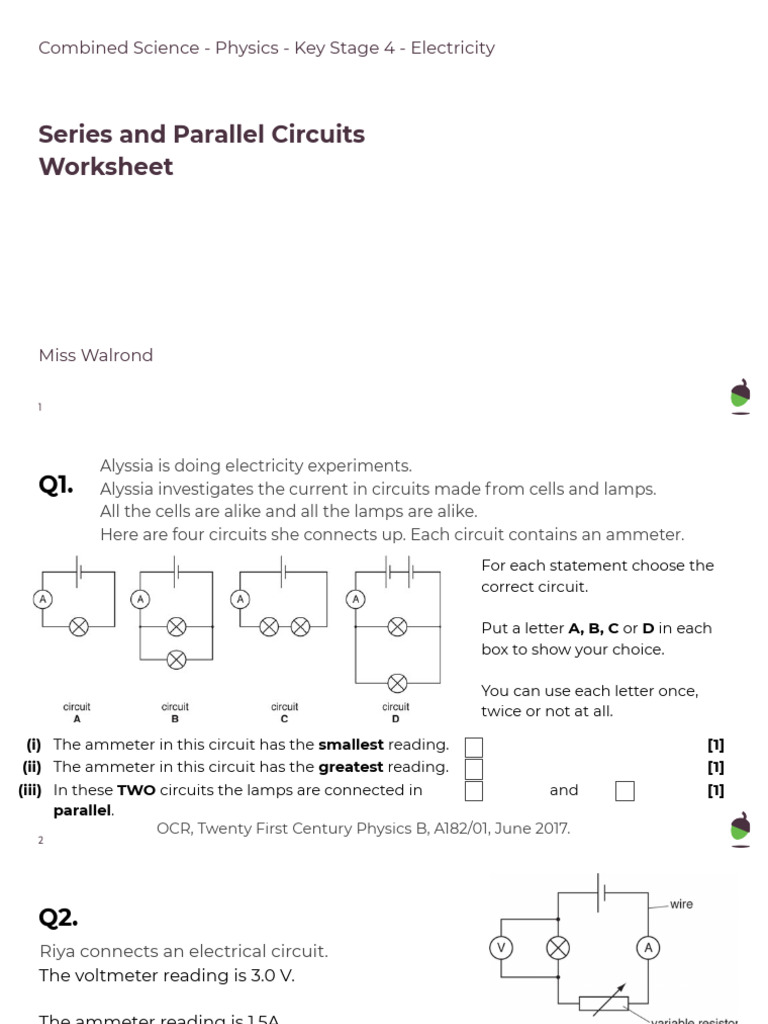 Physics ks4 Lesson Phy Y10 U3 l8 | PDF | Series And Parallel Circuits | Voltage