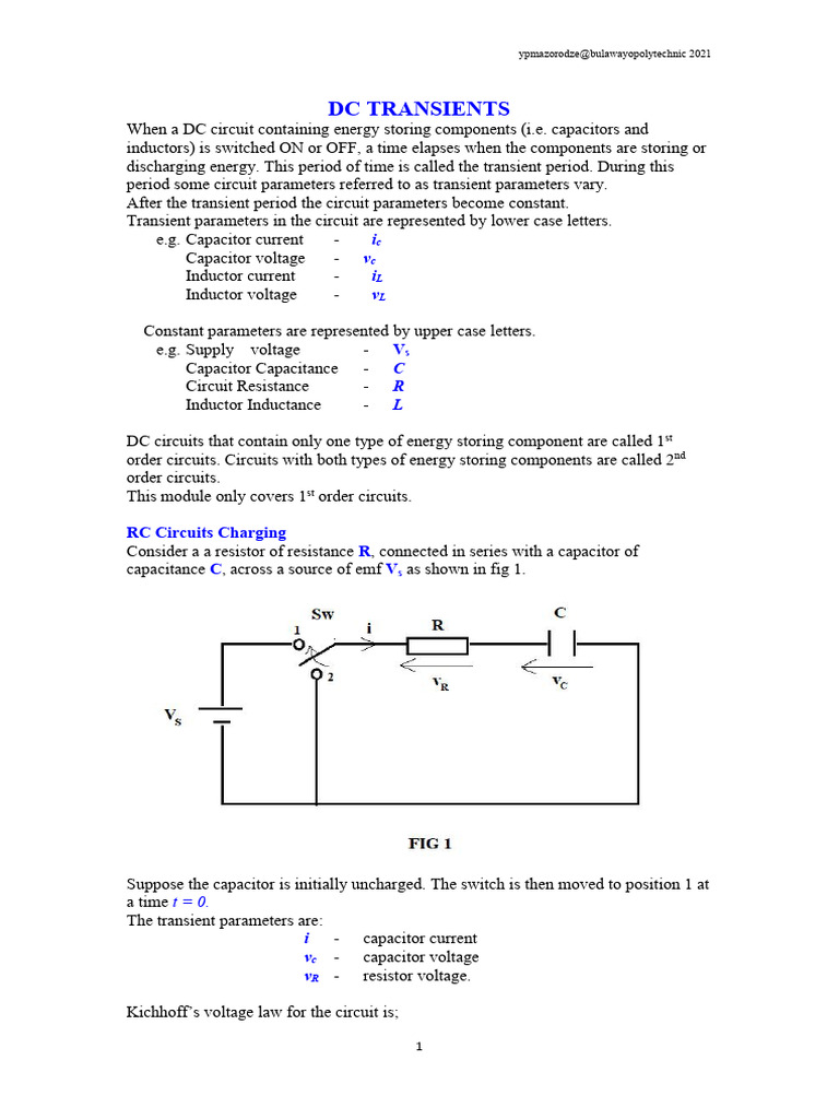 Dc Transients Edt Pdf Electrical Network Capacitor