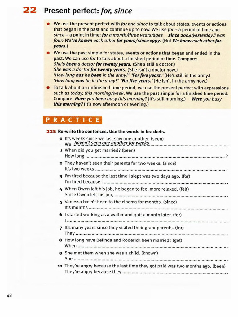 Present Perfect Since For | PDF