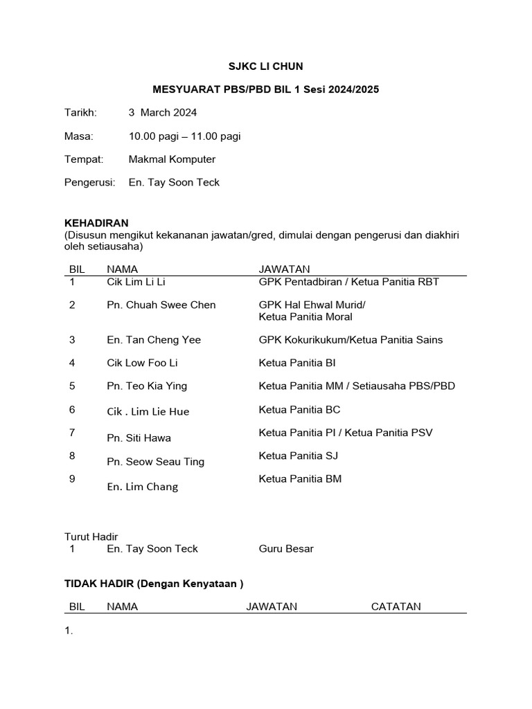 Mesyuarat PBD 2023-2024 | PDF