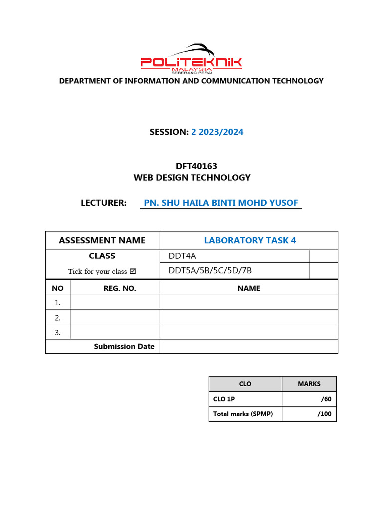 Dft40163 Sesi 2 2023 2024 Lab Task 4 Pdf World Wide Web Internet And Web 
