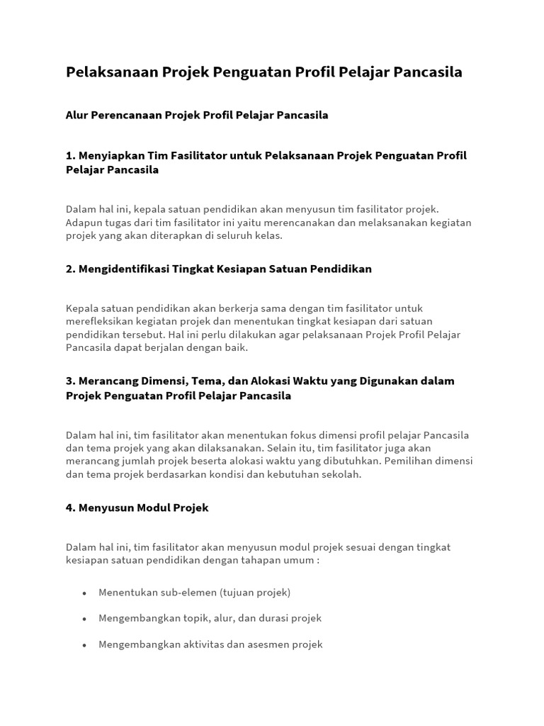 Pelaksanaan Projek Penguatan Profil Pelajar Pancasila | PDF | Karier & Perkembangan | Bisnis