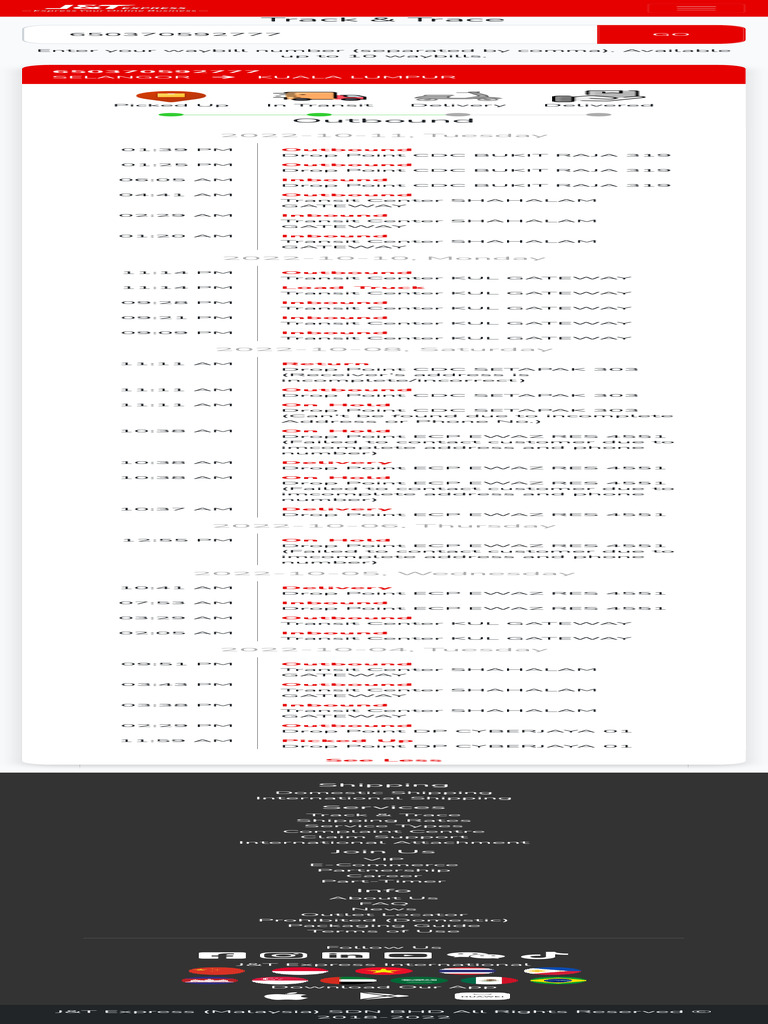 J&T Express Tracking Overview | PDF