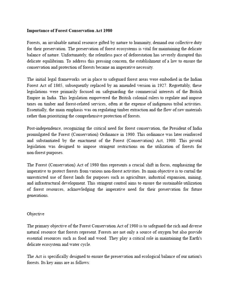 Importance of Forest Conservation Act | PDF | Conservation Biology | Biodiversity
