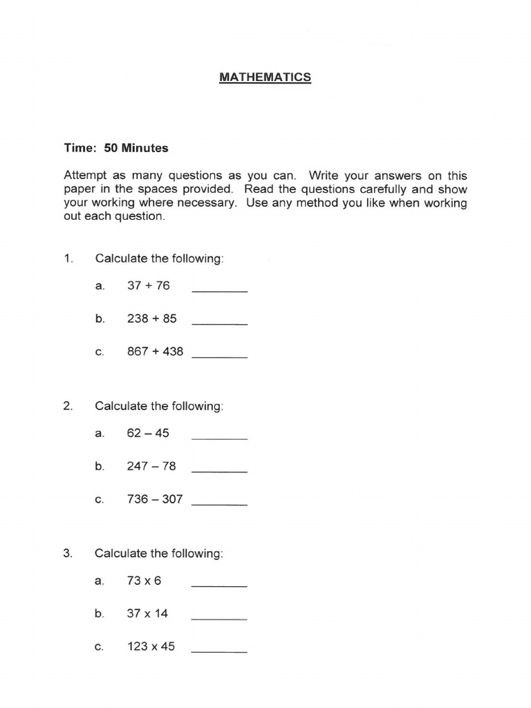 5 Mathematics Paper | PDF