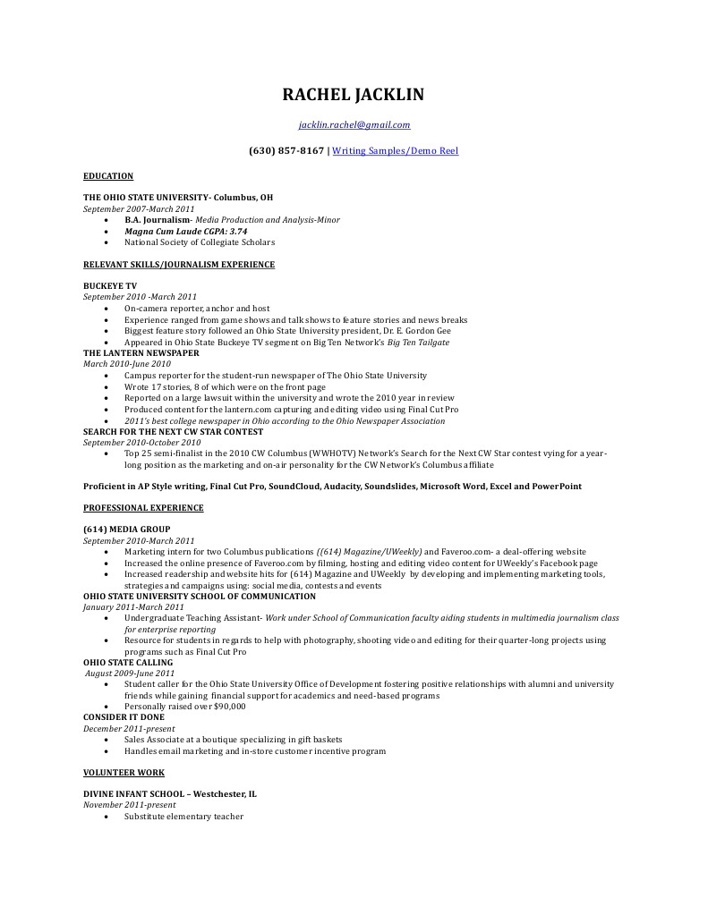Online Resume | PDF | Ohio State University | Mass Media