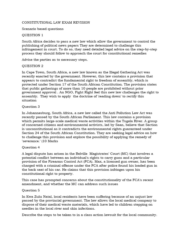 South Africa Constitutional Law Scenarios | PDF | South Africa ...