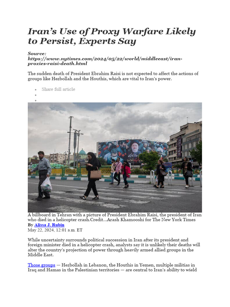 3 Iran's Use of Proxy Warfare Likely To Persist, Experts Say | PDF ...