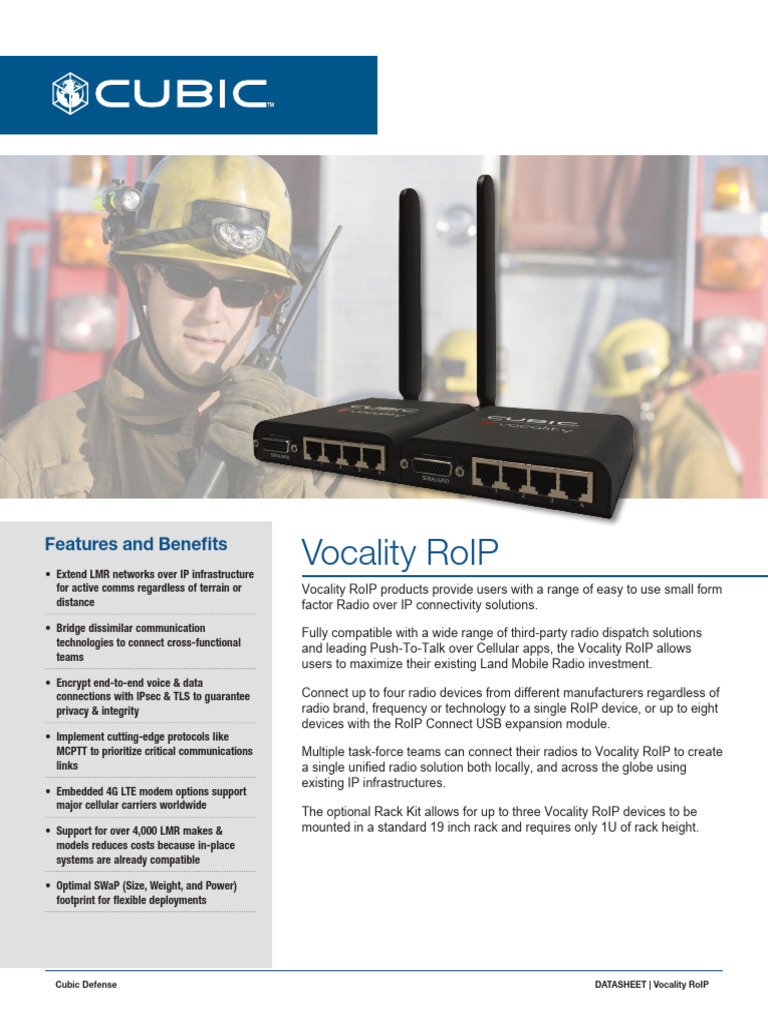 Cubic Datasheet Vocality RoIP | PDF | Usb | 4 G