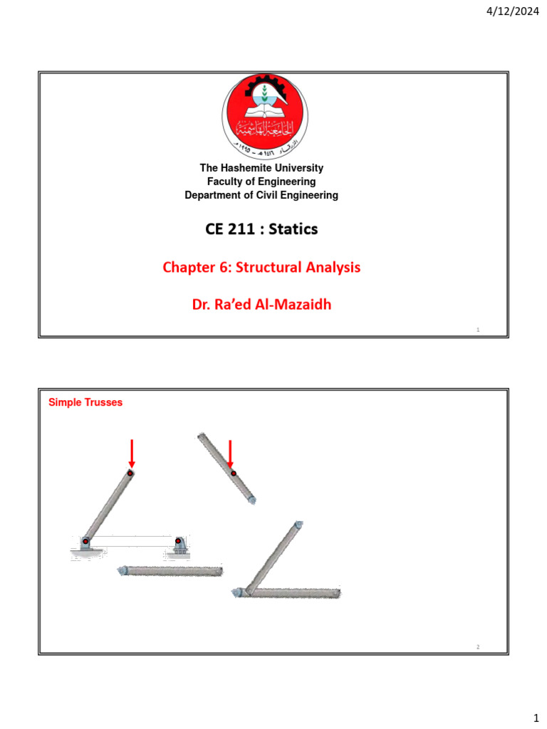 Chapter 6-Structural Analysis | PDF | Truss | Mechanical Engineering