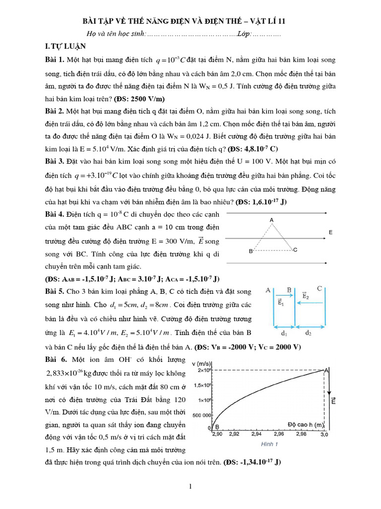 Bai Tap Ve The Nang Dien Va Dien The | PDF