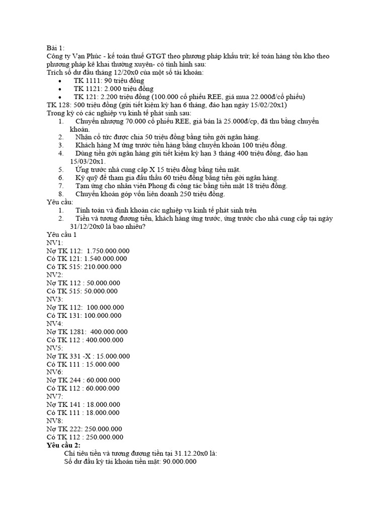 Ôn Tập - KTTC 1 | PDF