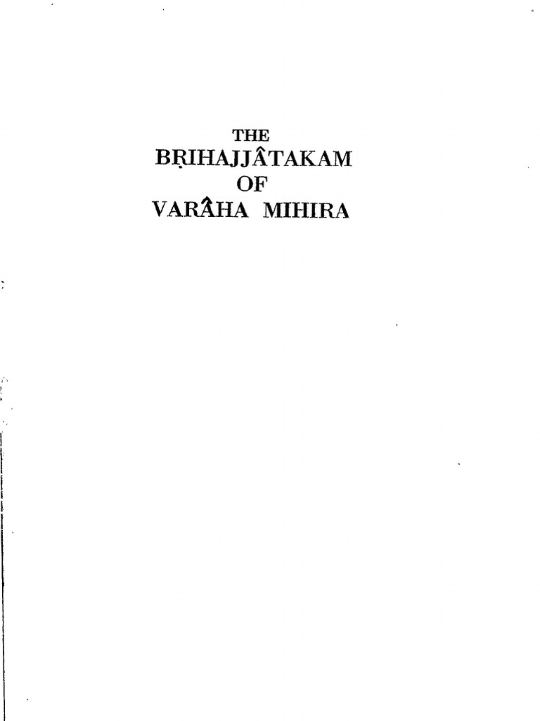 Brihat Jataka of Varahamihira Swami Vijnanananda MRML | PDF
