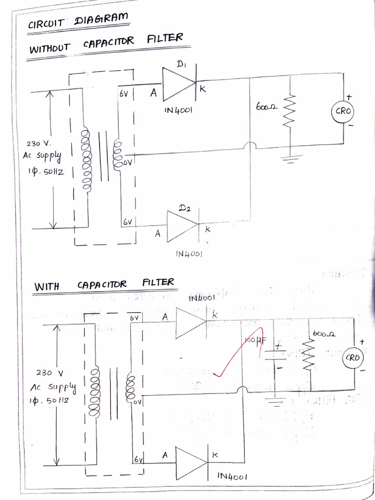 Full Wave Rectifier (FWR) With & Without Capacitor Filter | PDF | Electronic Filter | Rectifier