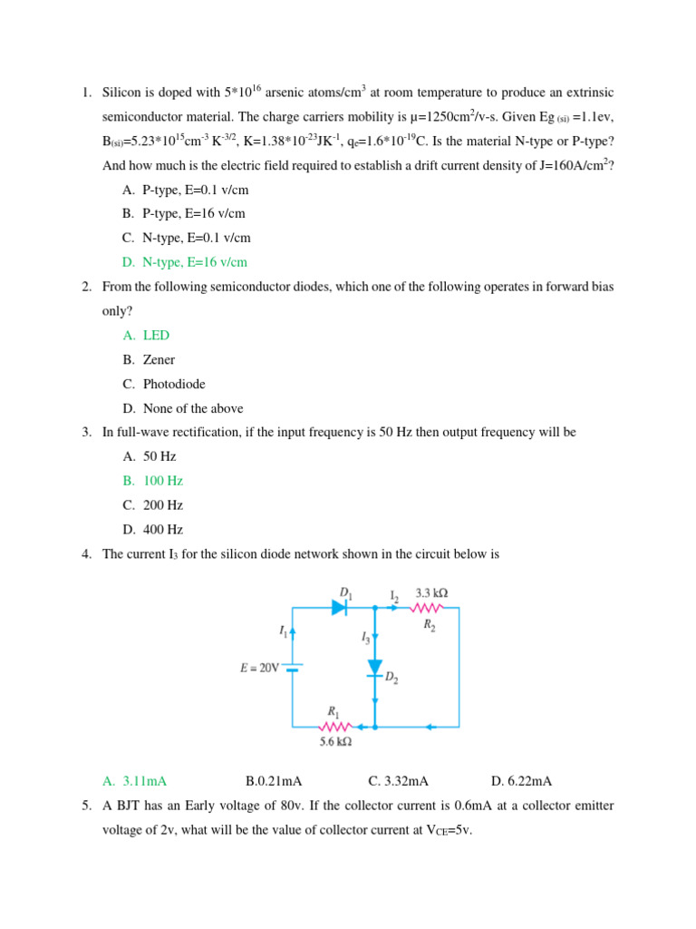 Electronics Exam Questions and Answers | PDF | Bipolar Junction ...