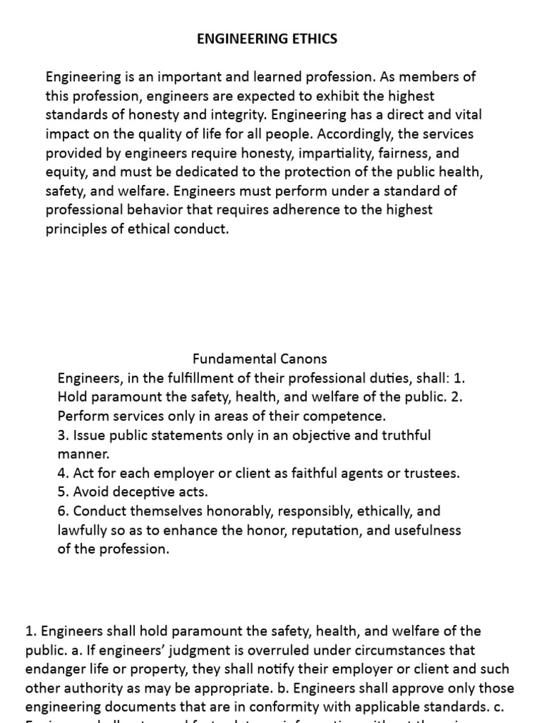 Engineering Ethics | PDF | Engineer | Employment