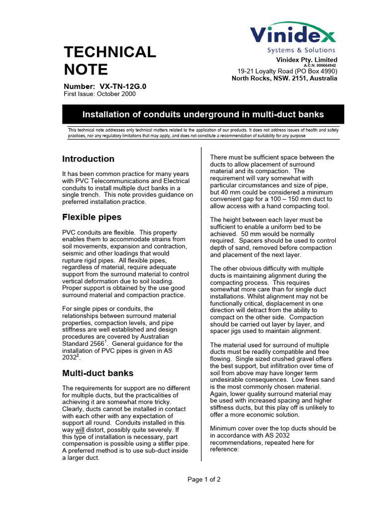 Underground Multi-Duct Installation Guide | PDF | Pipe (Fluid ...