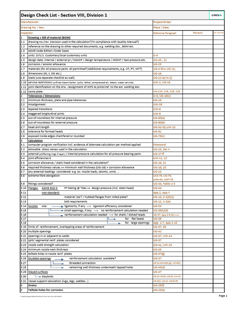 DESIGN_CHECK_LIST_VIII-1_rev1 | PDF | Mechanical Engineering | Materials