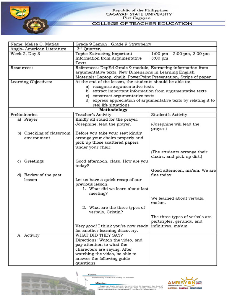04 Argumentative Texts-1 | PDF | Adolescence | Reason