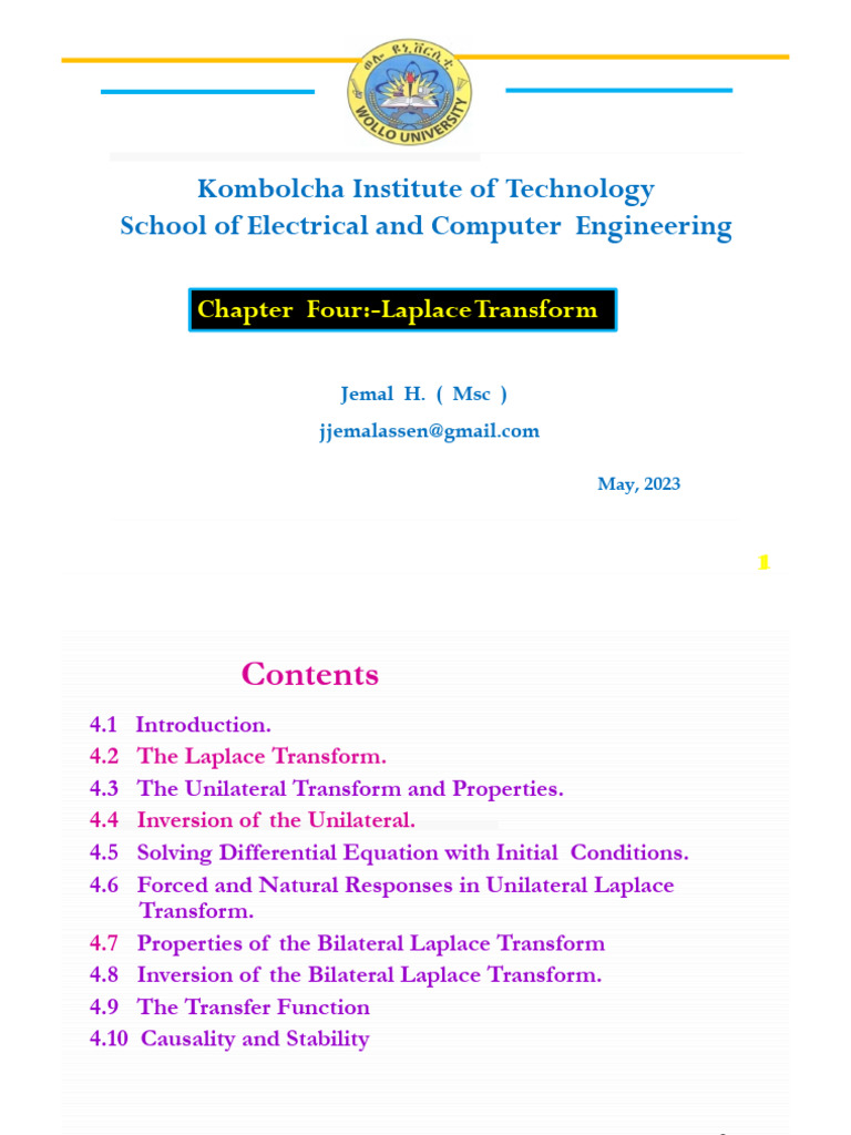 Chapter-4 Laplace Transform | PDF | Laplace Transform | Complex Number