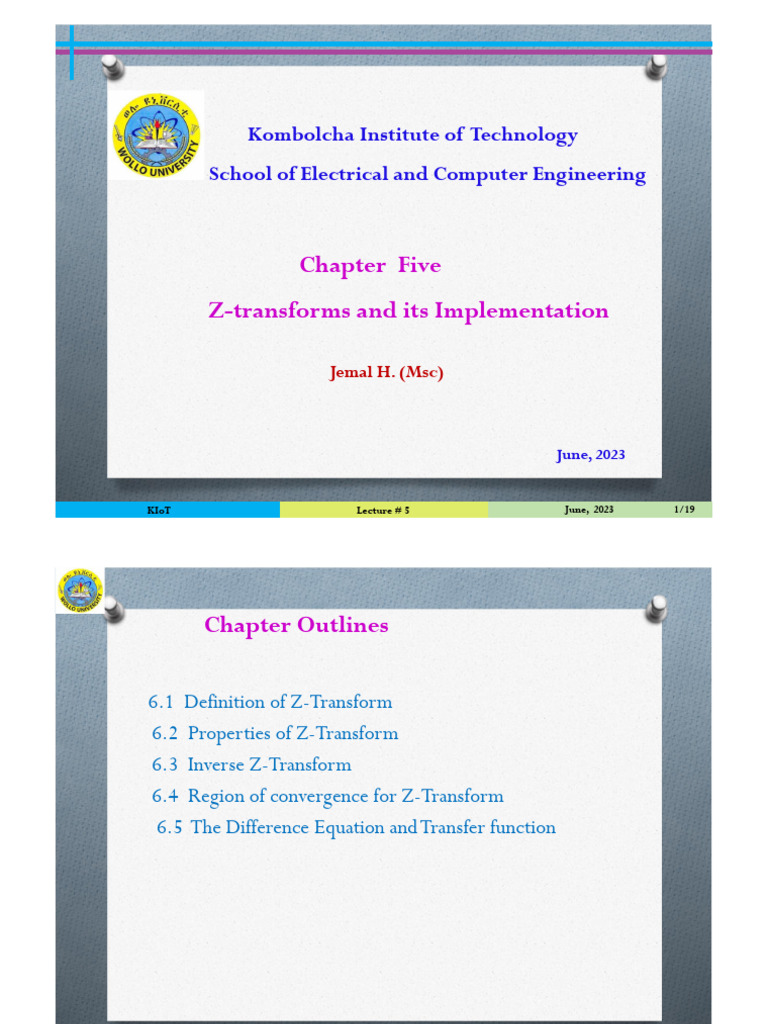 Chapter-5 Z-Transform | PDF | Laplace Transform | Discrete Fourier Transform