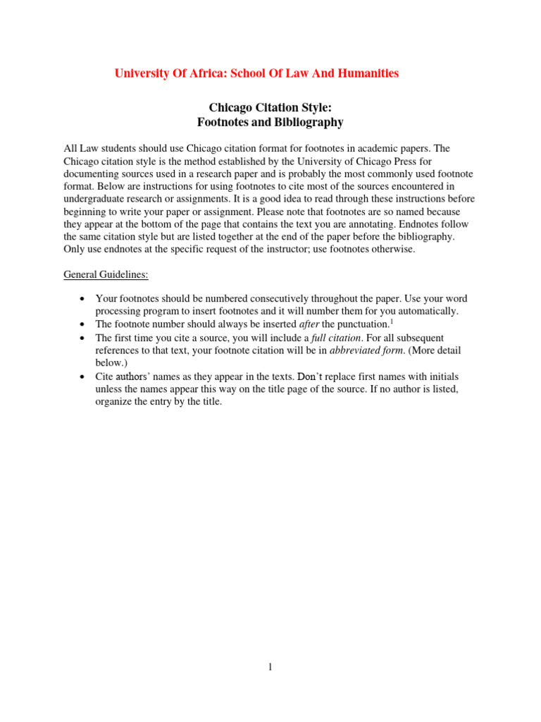 Chicago Referencing Style Guide - UOA | PDF | Citation | Note (Typography)