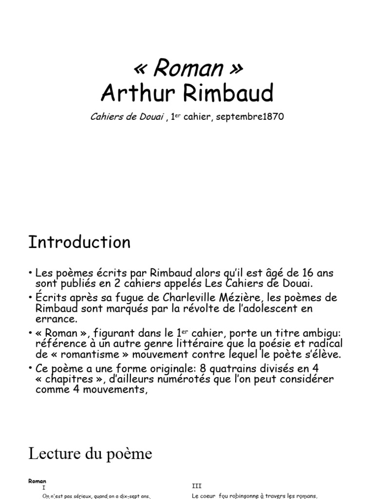 Roman | PDF | Arthur Rimbaud | Poésie