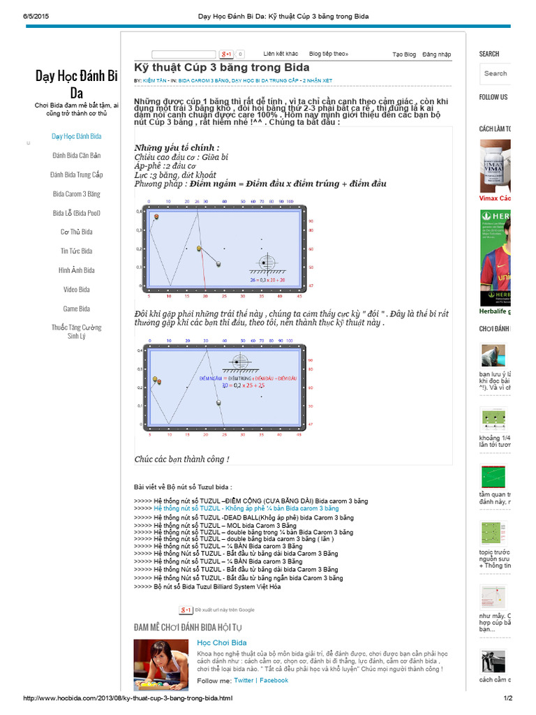 Dạy Học Đánh Bi Da - Kỹ Thuật Cúp 3 Băng Trong Bida | PDF