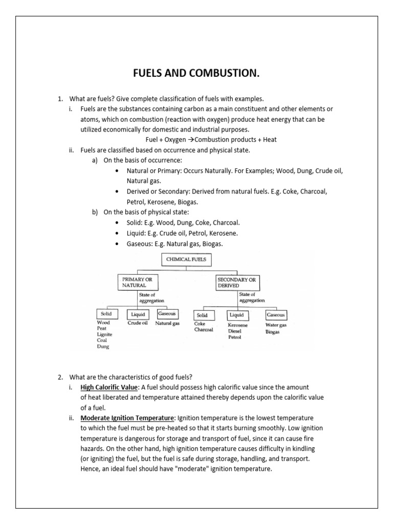 FUELS AND COMBUSTION - QB Solution | PDF | Combustion | Fuels
