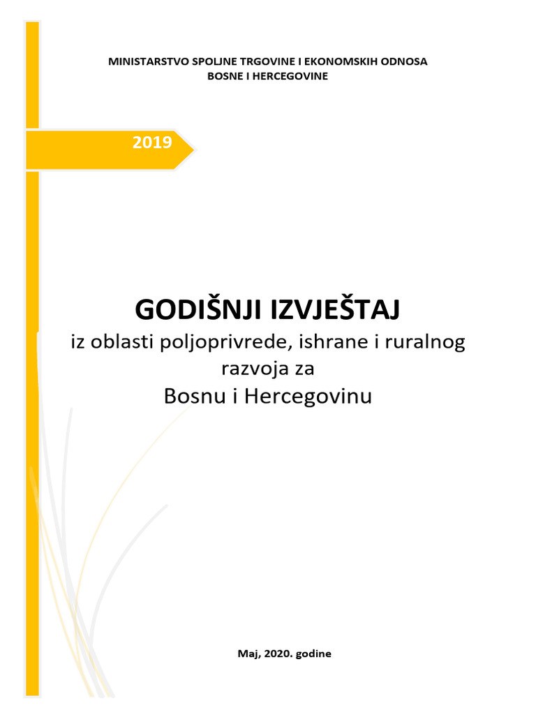 Godišnji Izvještaj Iz Oblasti Poljoprivrede Bosne I Hercegovine Za 2019 ...