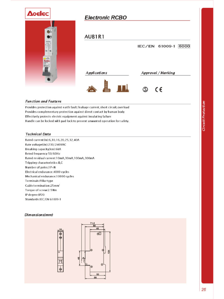 Rcbo - Aoelec | PDF