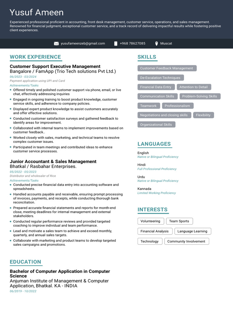 Yusuf' CV | PDF | Sales | Customer