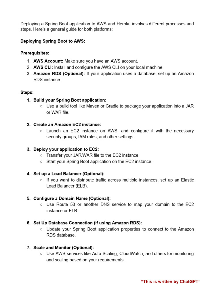 Deploy Spring Boot on AWS & Heroku Guide | PDF | Amazon Web Services ...