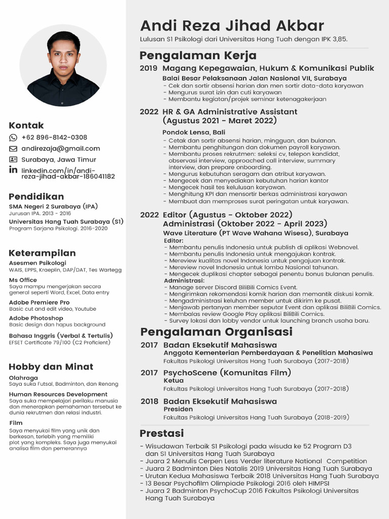 CV - Andi Reza Jihad Akbar | PDF