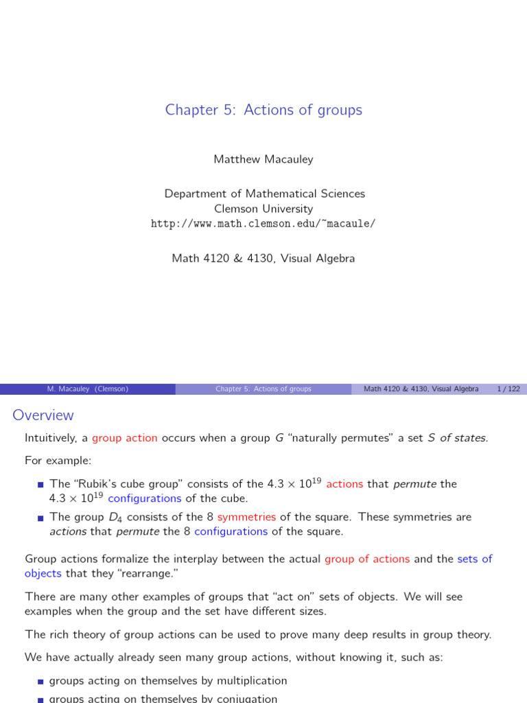 Macauley - Math4120 - Actions of Groups - 05 | PDF | Group (Mathematics ...