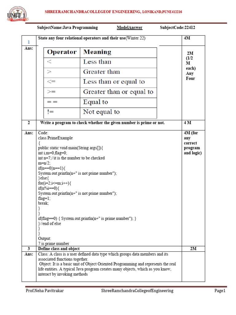 Unit 1 Java Programming Question Answer.... | PDF | Class (Computer ... Unit 1 Java Programming Question Answer.... | PDF | Class (Computer ...
