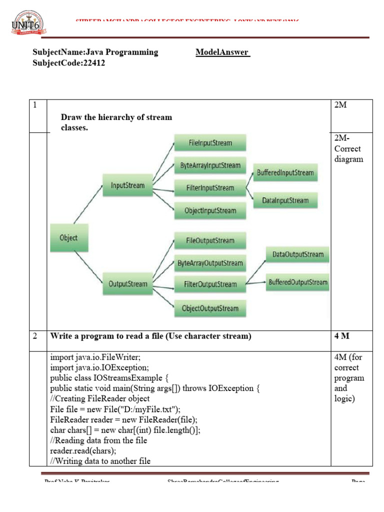 Java Programming Model Answers | PDF | Class (Computer Programming) | Input/Output