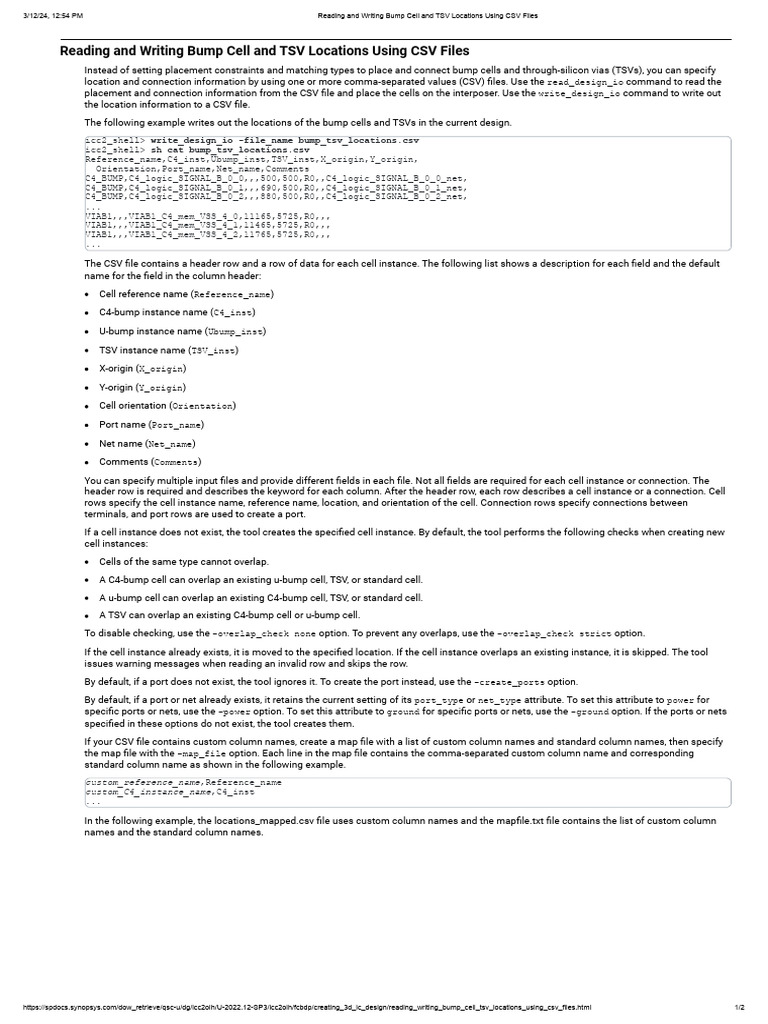 Reading and Writing Bump Cell and TSV Locations Using CSV Files | PDF ... Reading and Writing Bump Cell and TSV Locations Using CSV Files | PDF ...