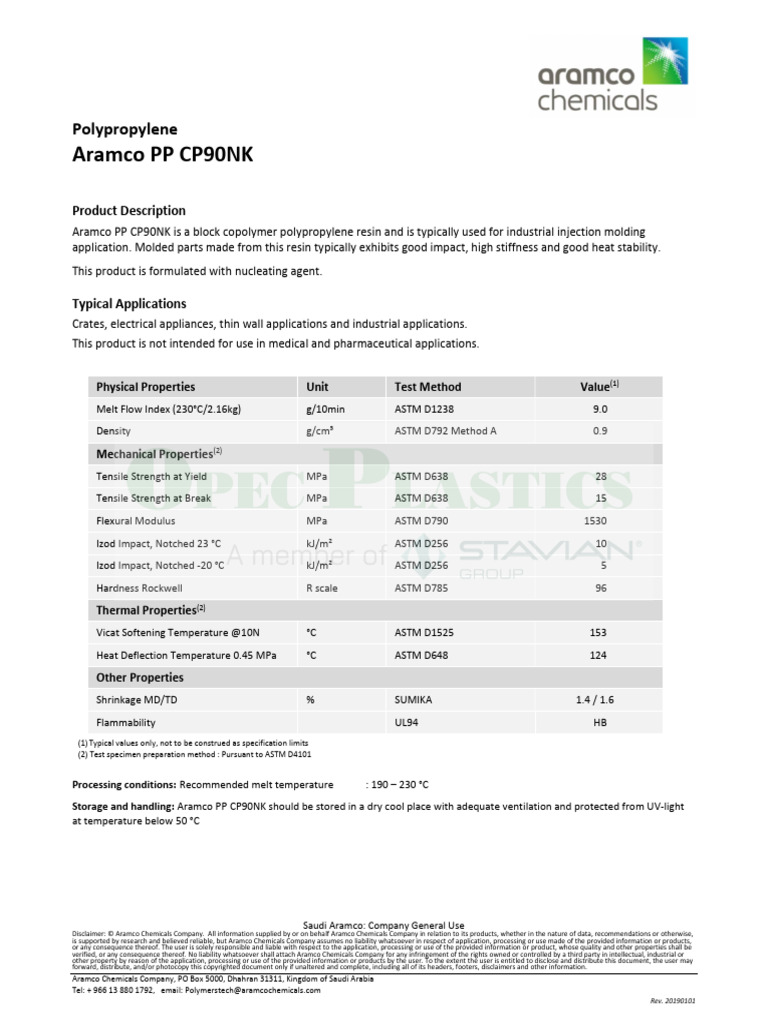 Aramco PP CP90NK TDS REV 01012019 | PDF | Materials | Building Engineering