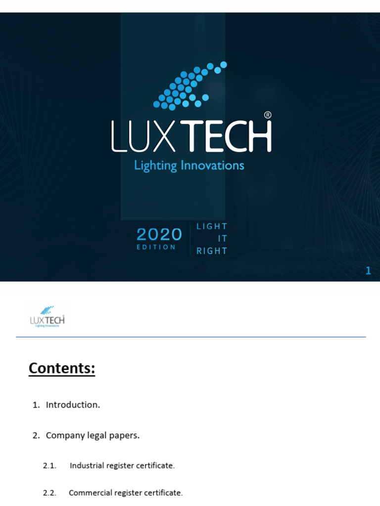 LUX TECH - Company Profile2023 | PDF | Light Emitting Diode | Lighting