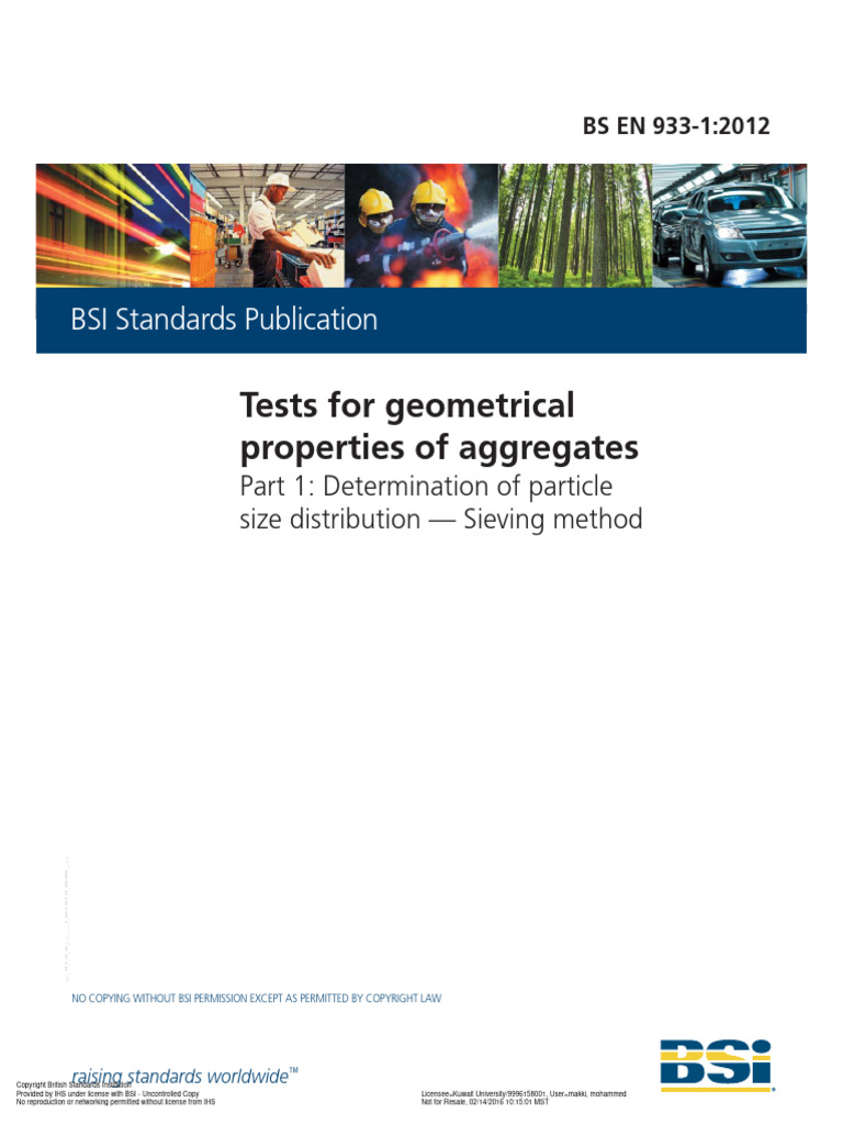 Bsi Bs en 933-1 الحديثة | PDF